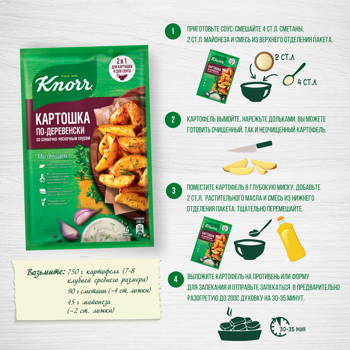 Сухая смесь Knorr На Второе Картошка по-деревенски со сливочно ...