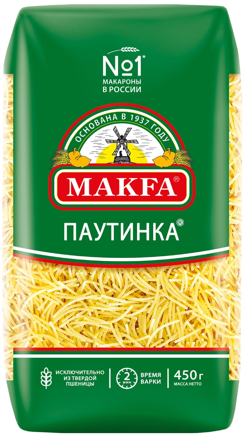 Макароны Makfa Паутинка 450г - купить с доставкой в Vprok.ru ...