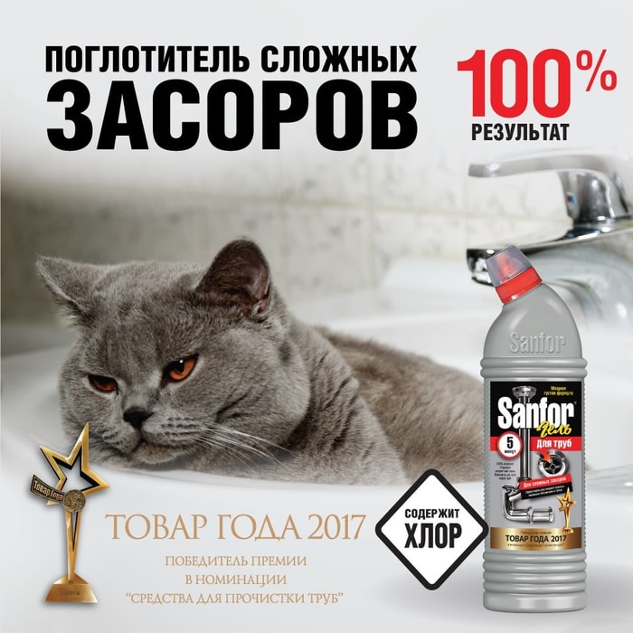 Средство для устранения засоров Sanfor 5 минут 750мл - купить с доставкой в Vprok.ru Перекрёсток ...