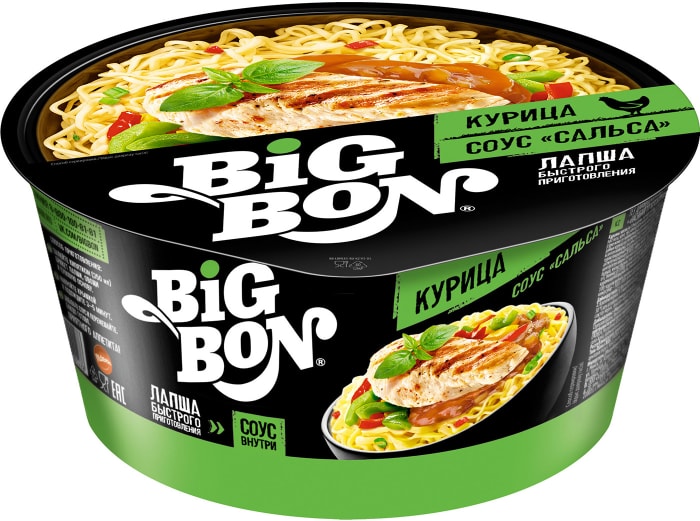Лапша Big Bon Курица с соусом сальса 85г - купить с доставкой в Vprok ...