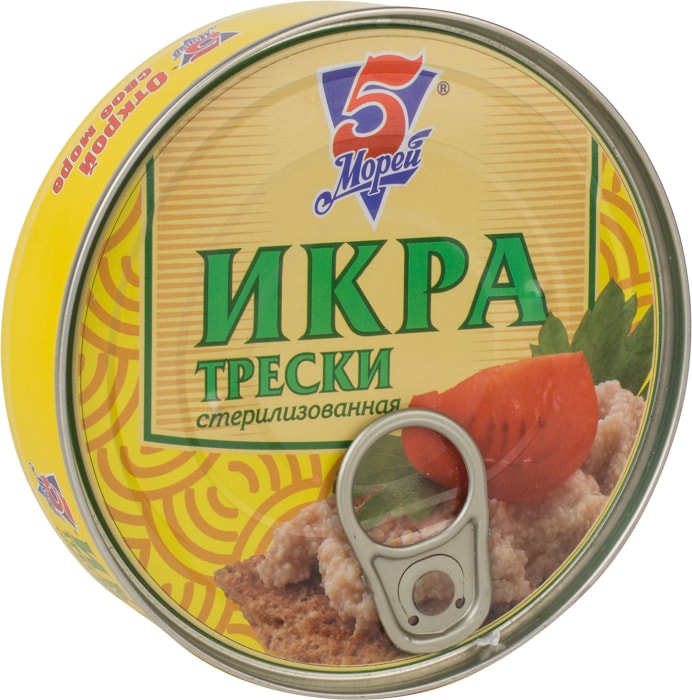 Икра трески 5 Морей 160г - купить с доставкой в Vprok.ru Перекрёсток по ...