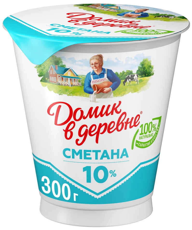 Сметана Домик в деревне 10% 300г - купить с доставкой в Vprok.ru ...