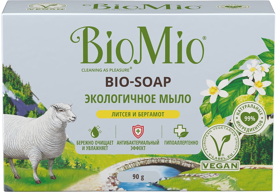 Мыло BioMio Bio-Soap Литсея и бергамот 90г - купить с доставкой в Vprok ...